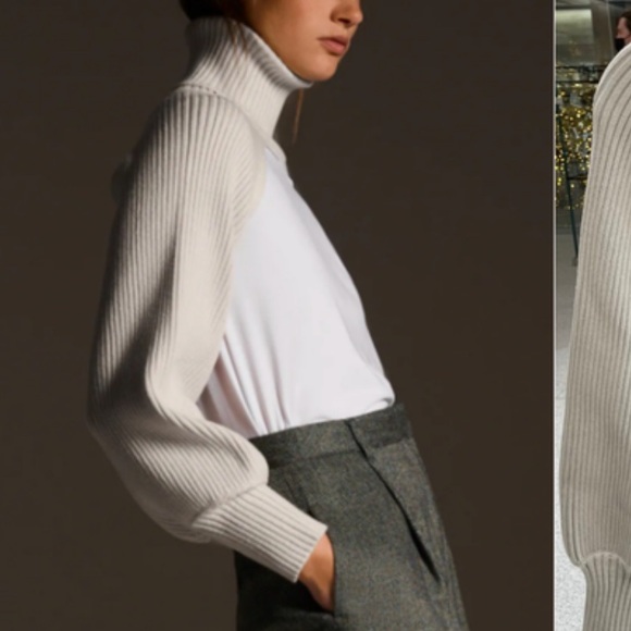 Zara | Sweaters | Zara Cream Ribbed Shrug Turtle Neck Longsleeve Nwot ...
